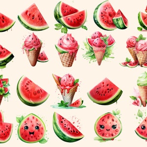 100 Watermelon Watercolor Clipart Bundle, PNG Images of Refreshing ...