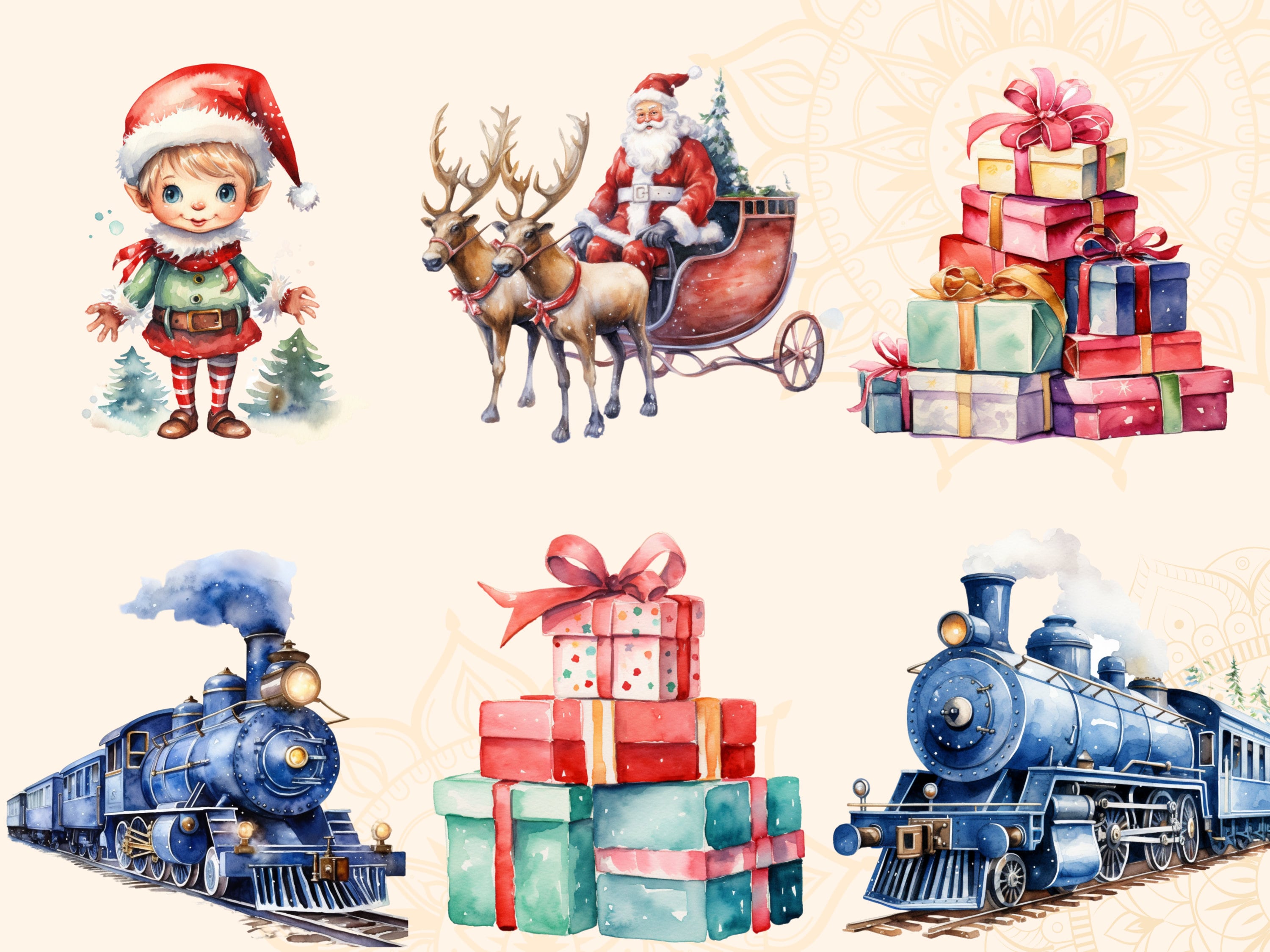 41 Christmas North Pole PNG Watercolor Clipart Bundle Junk - Etsy