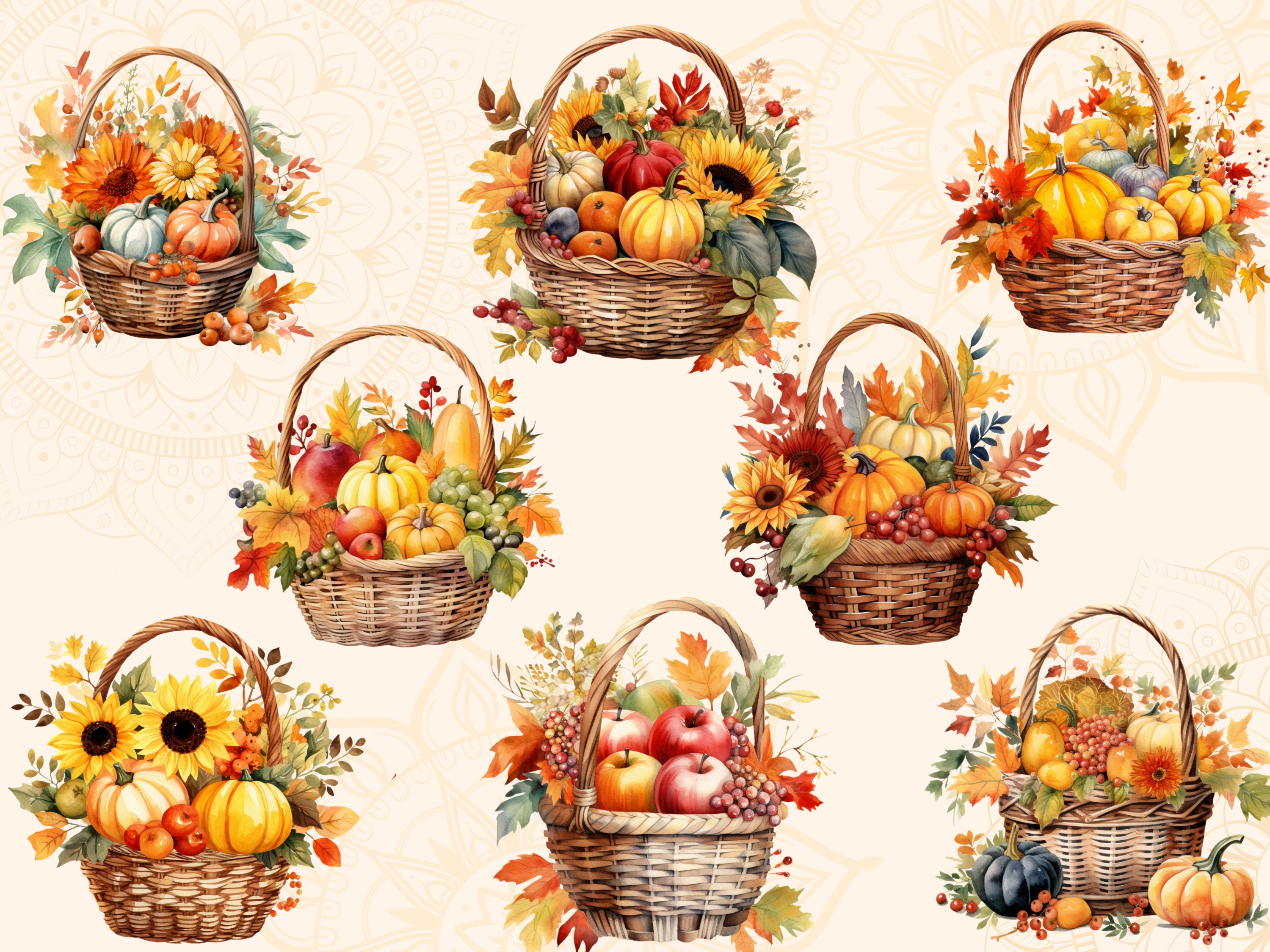 166 Watercolor Autumn Clipart Bundle PNG Watercolor Fall - Etsy