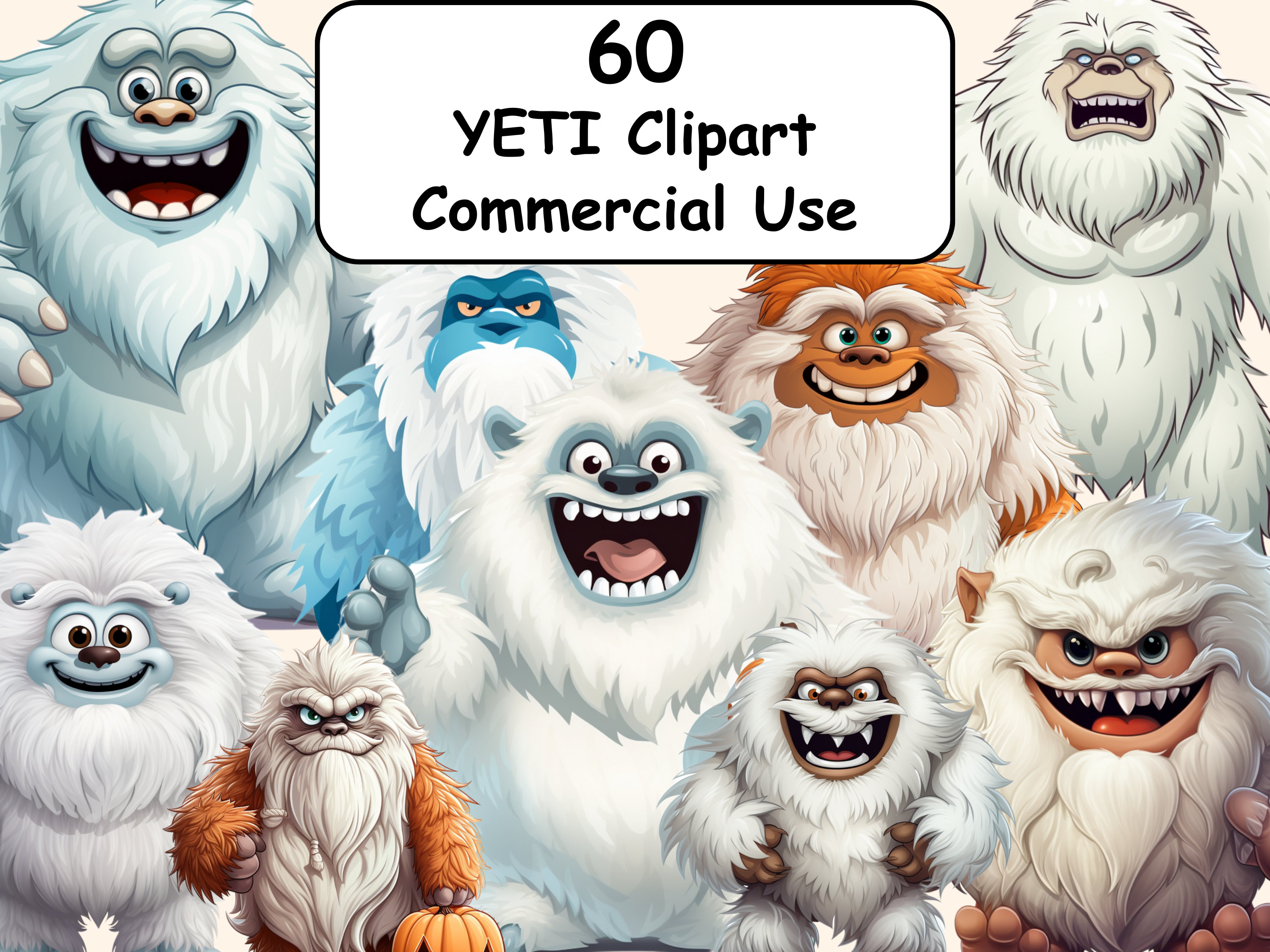 60 Halloween Yeti Clipart Watercolor Yeti Clipart Cute - Etsy