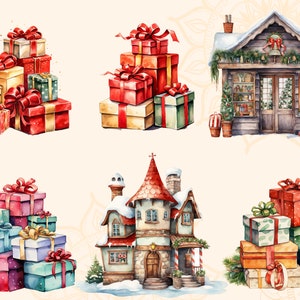 475 Christmas Clipart Mega Bundle, Watercolor PNG High Quality, Winter ...