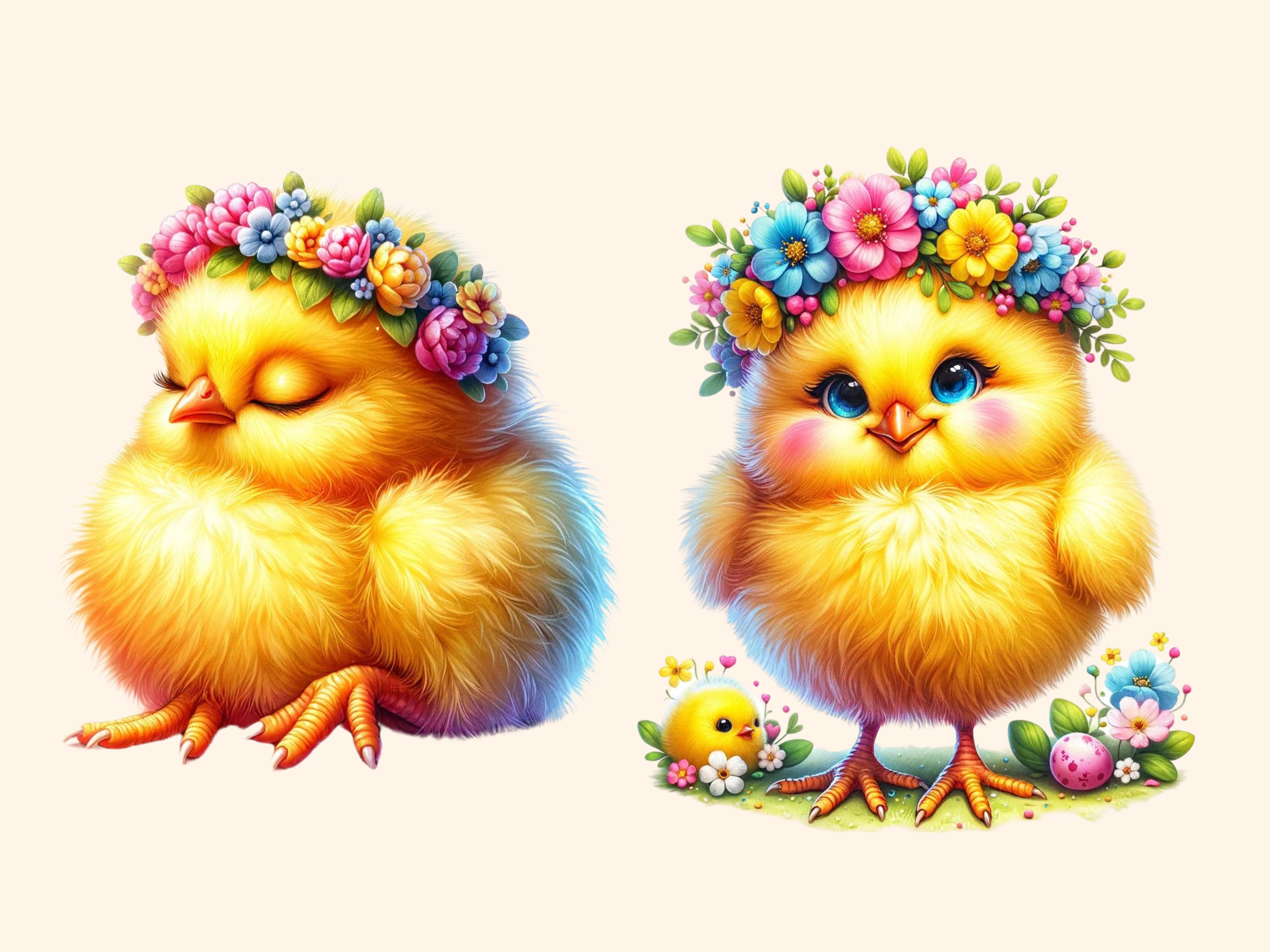 Cute Spring Chick Clipart, 12 High Quality Jpgs, Nursery Art Card ...
