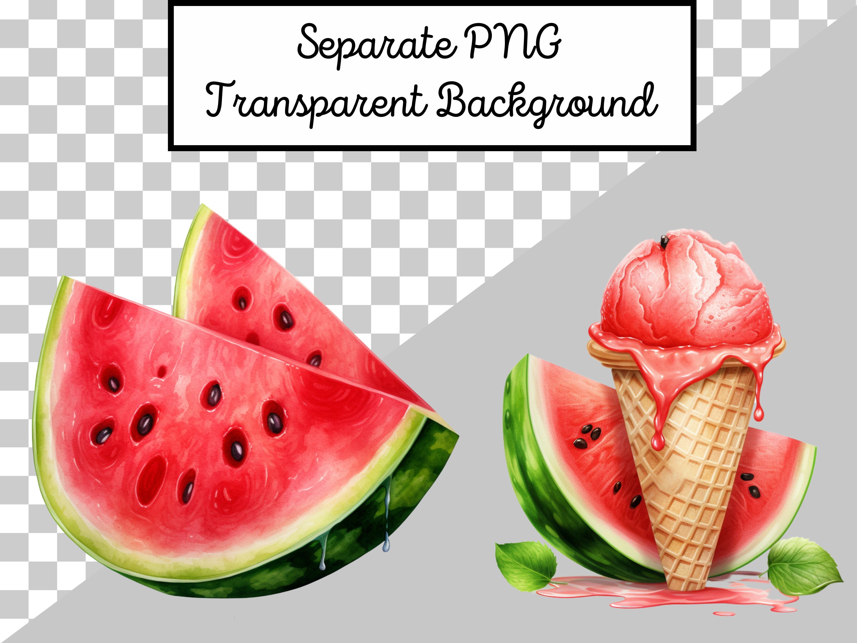 100 Watermelon Watercolor Clipart Bundle, PNG Images of Refreshing ...