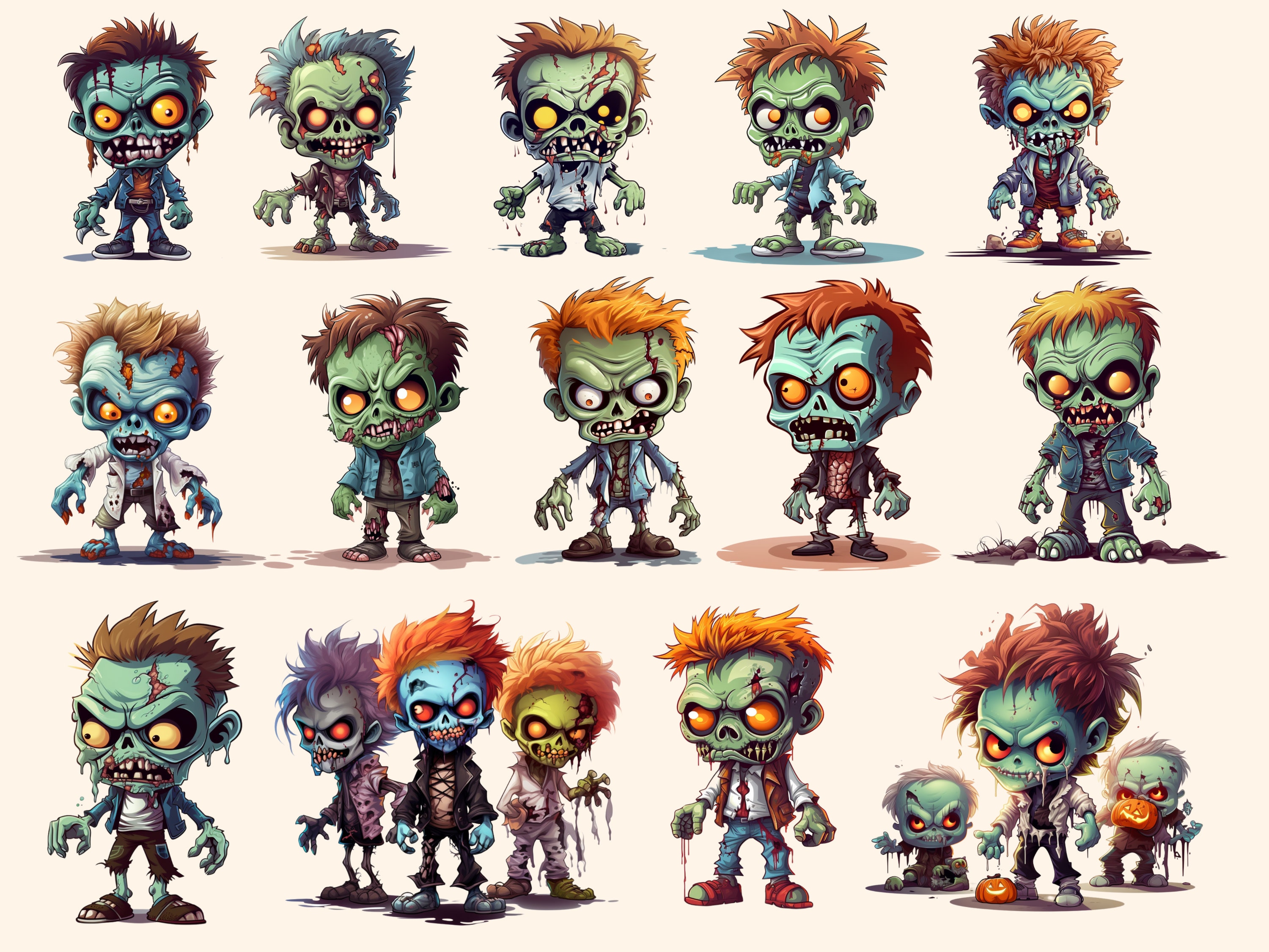 63 Halloween Zombie Clipart Children Party Cartoon Zombies & Ghoul ...