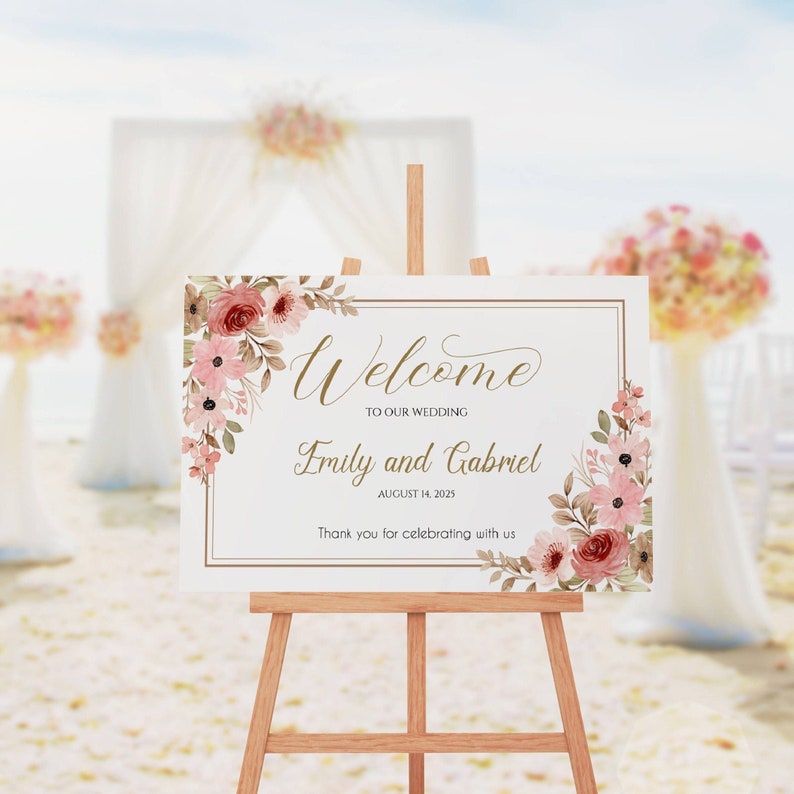 Editable Welcome Sign Welcome Sign Template Pink Welcome - Etsy