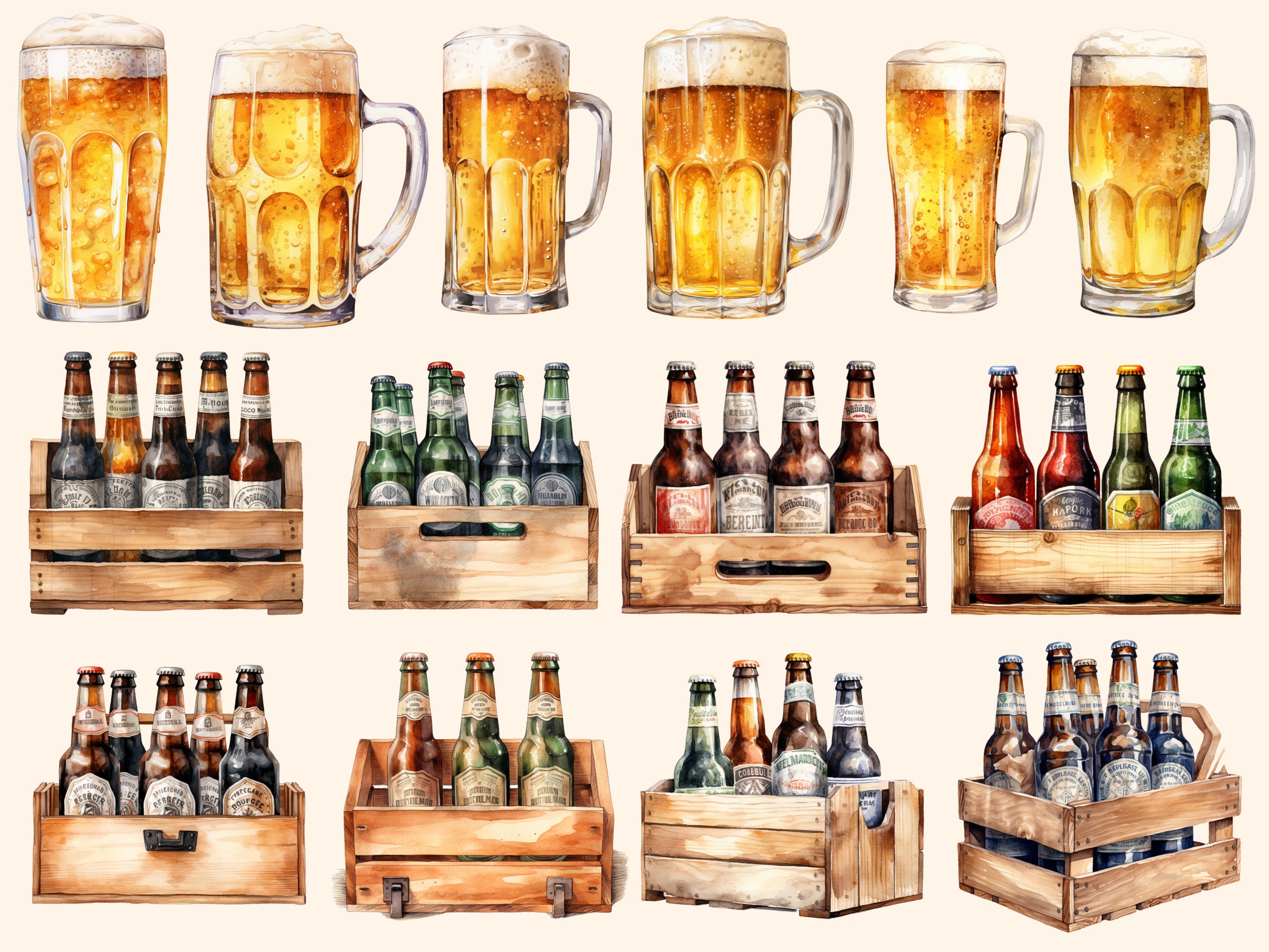 124 Beer Watercolor Clipart Bundle Beers PNG Printable - Etsy UK