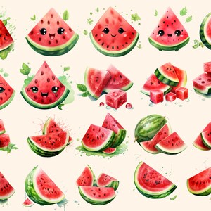 100 Watermelon Watercolor Clipart Bundle, PNG Images of Refreshing ...