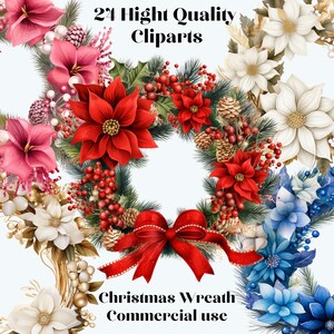 24 Watercolor Christmas Wreath Clipart, High Quality PNG Files ...