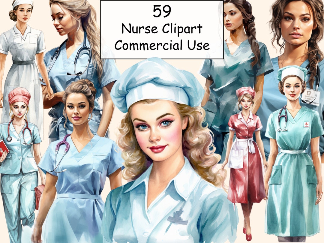 59 Nurse and Doctor Clipart Bundle, Medical Clipart Digital Stickers ...