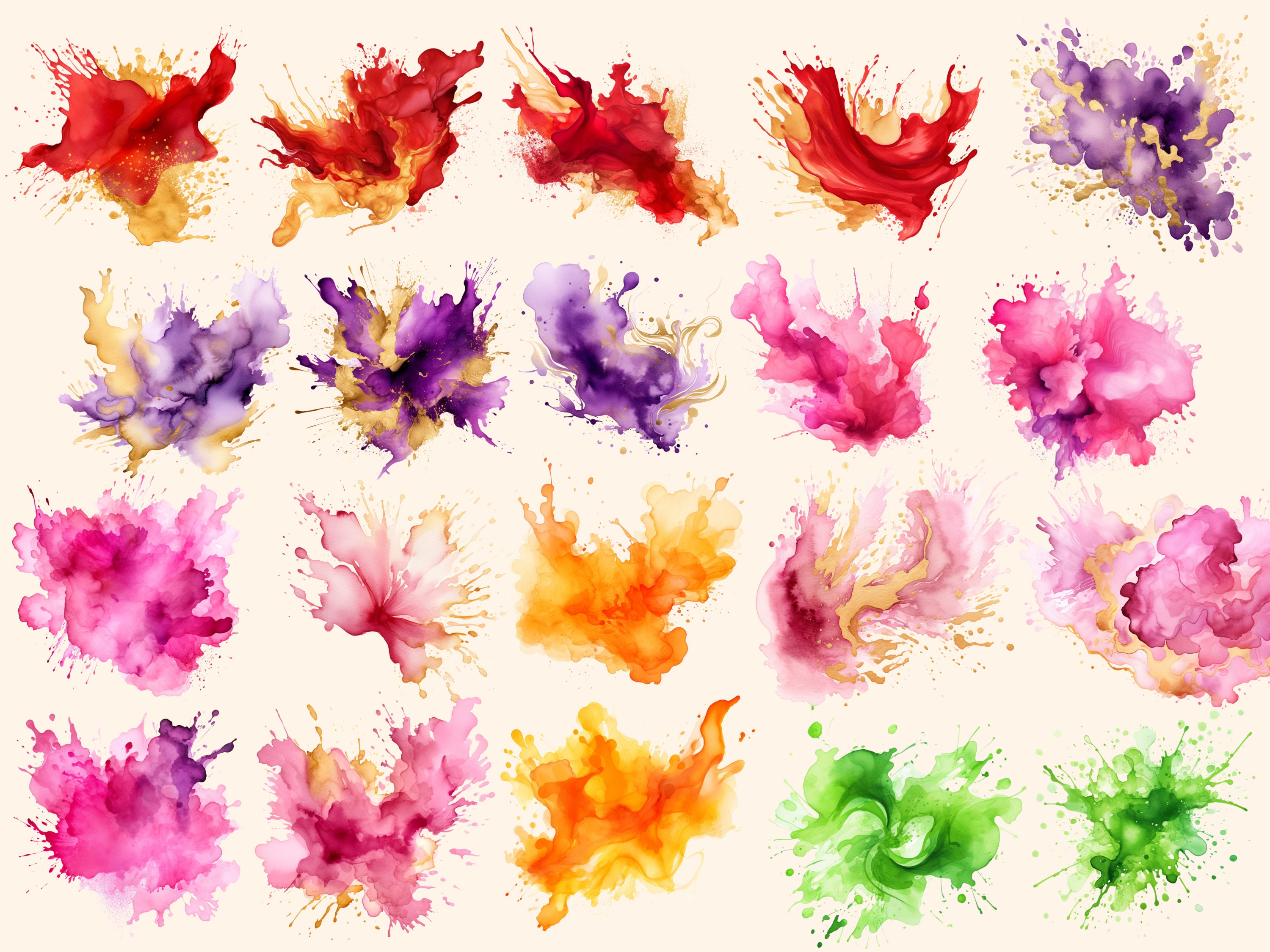 86 Watercolor Color Splash Clipart PNG Paint Splatter Clipart Alcohol ...