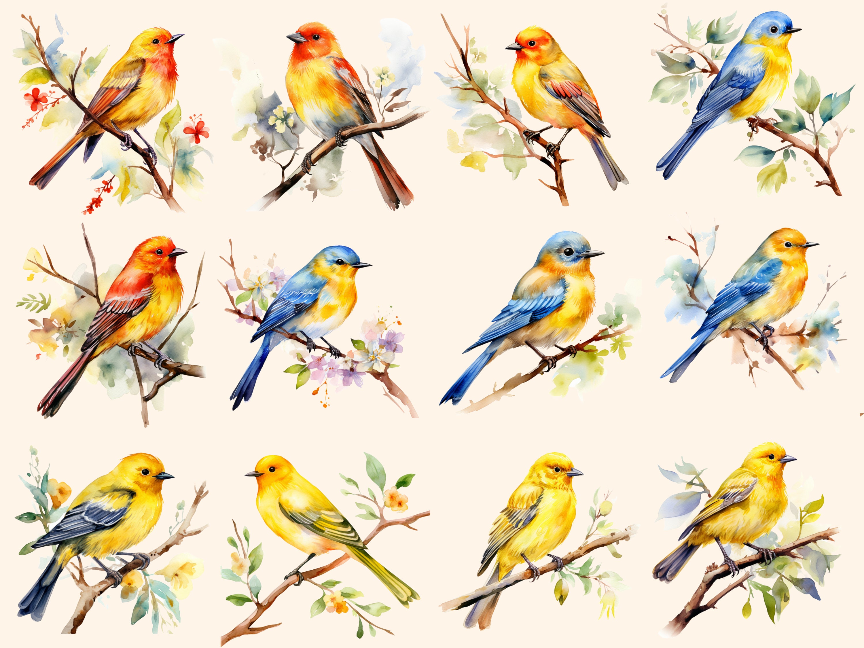 52 Watercolor Bird Clipart Bundle Spring Birds Clipart Birds - Etsy