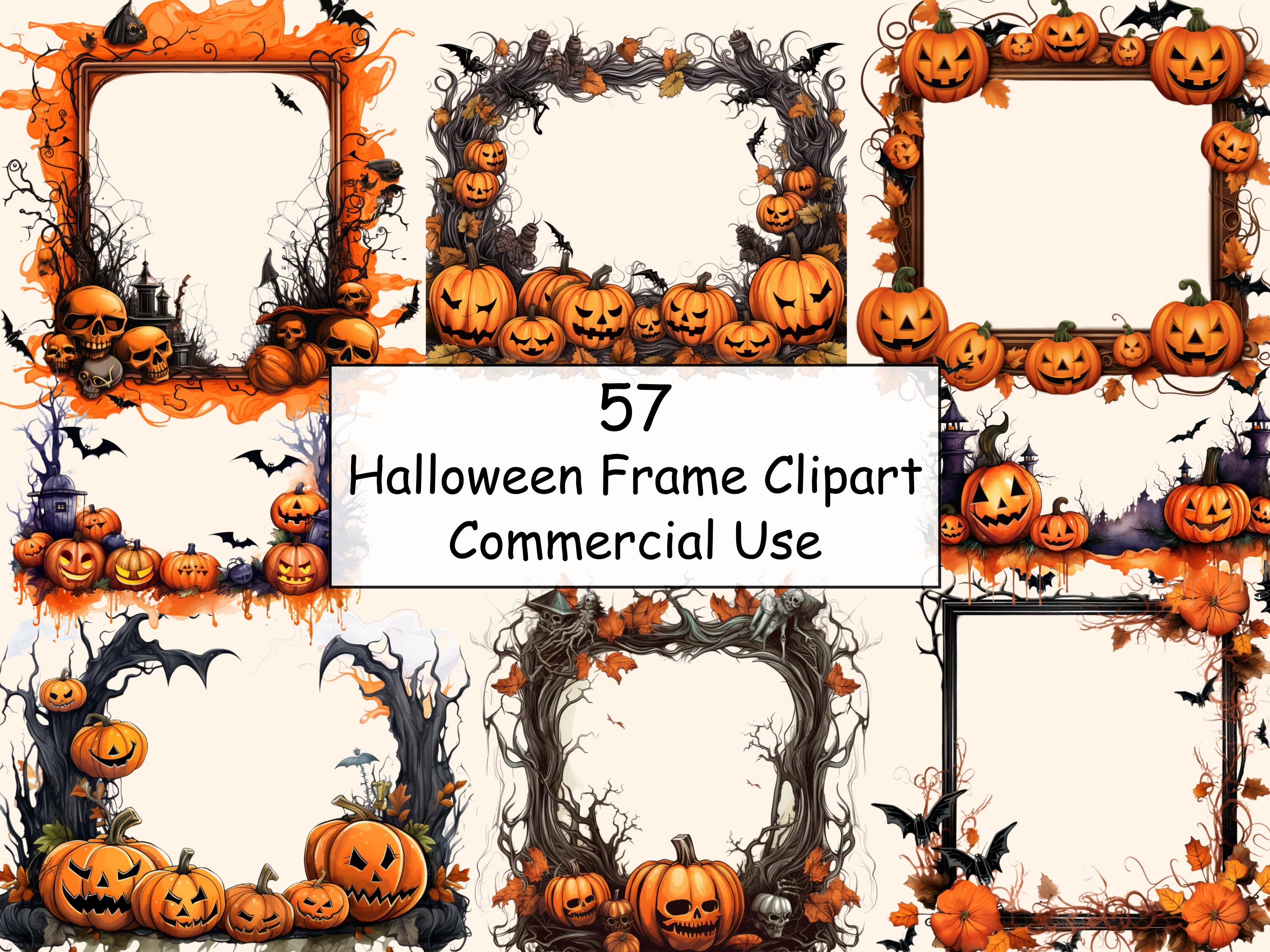 57 Halloween Frames Clipart, Baroque Dark Clip Art, Gothic Bundle, High ...
