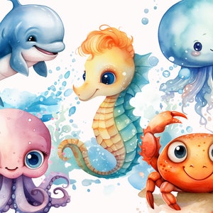 Undersea Watercolor Clipart, Children's Book, Nursery Decor, Baby Wall ...