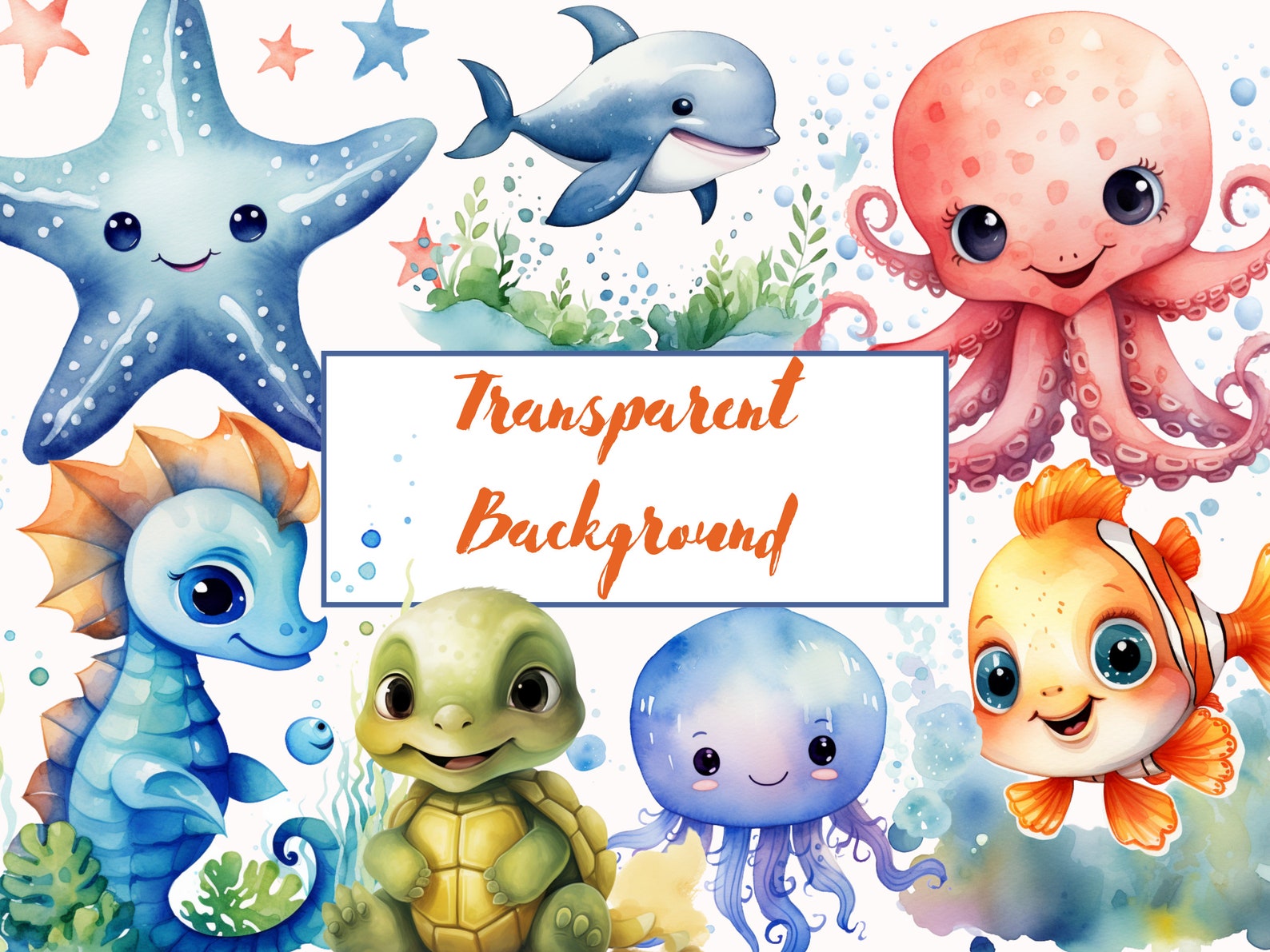 Undersea Watercolor Clipart, Children's Book, Nursery Decor, Baby Wall ...