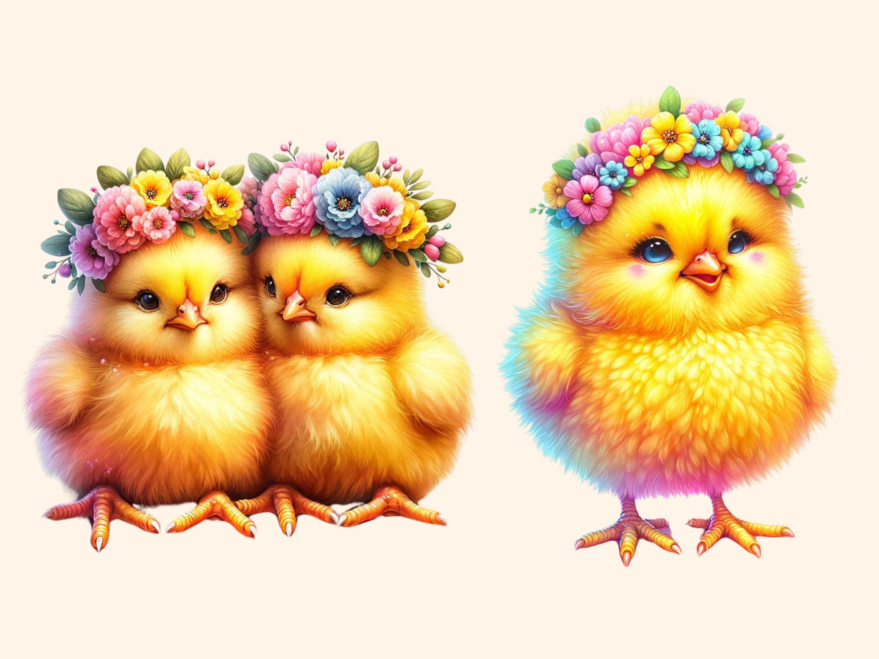 Cute Spring Chick Clipart, 12 High Quality Jpgs, Nursery Art Card ...