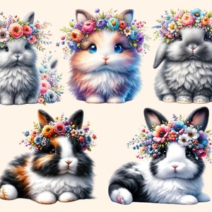 Spring Rabbit Clipart, 20 High Quality Pngs, Nursery Art, Digital ...