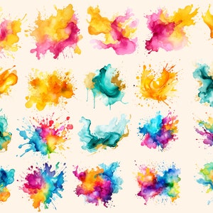 86 Watercolor Color Splash Clipart PNG Paint Splatter Clipart Alcohol ...