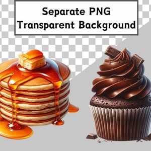 Watercolor Cute Sweets Clipart, Chocolate Cupcake, Sweet Macarons ...