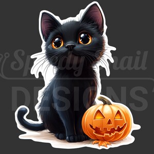 10 Cute Black Cats With Pumpkin Friends, Clipart, Halloween ...