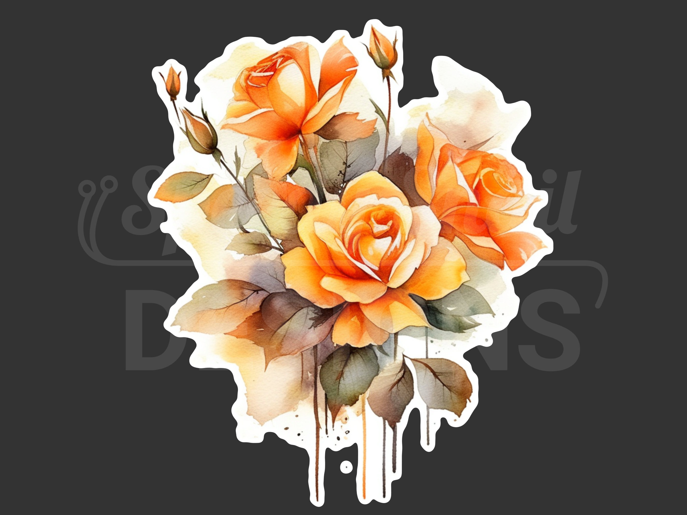 10 Orange Roses, Clipart, Watercolor, Transparent Background, PNG - Etsy