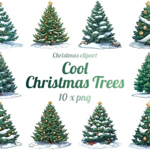 10 Cool Christmas Trees, Clipart, Transparent Background, PNG - Etsy
