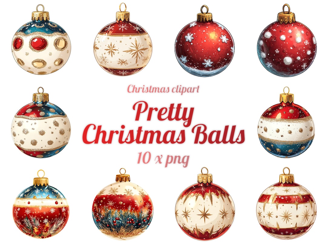 10 Pretty Christmas Balls, Clipart, Transparent Background, PNG - Etsy