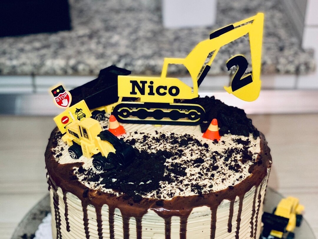 Caketopper Excavator With Name and Age Cake Topper Personalized - Etsy
