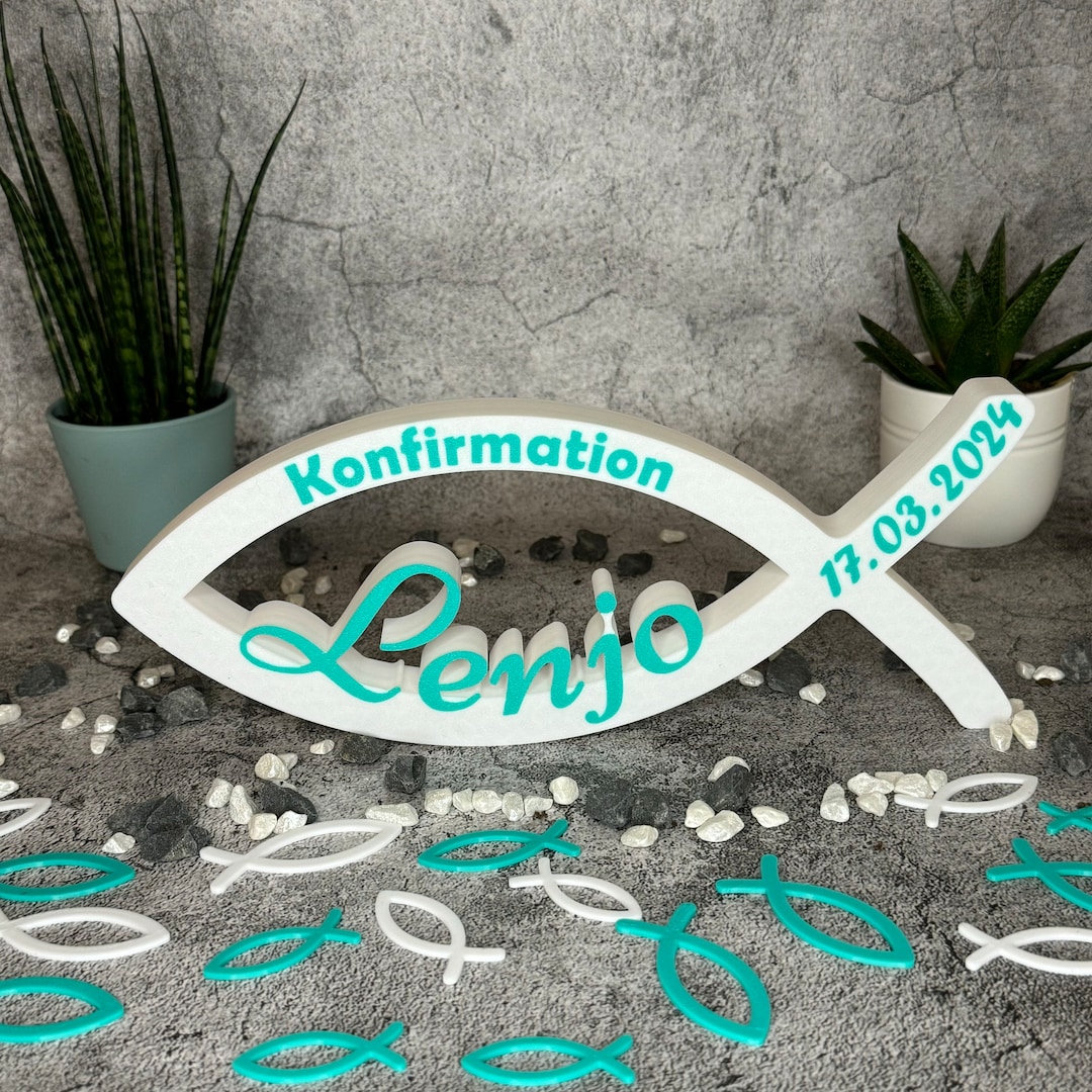 Confirmation Fish With Name and Date - Communion / Baptism / Ichthys in ...