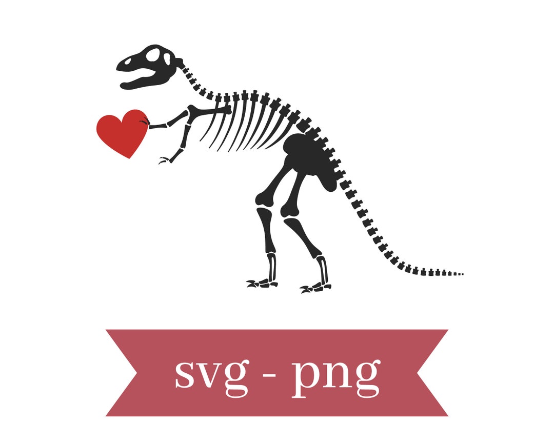 Dino Skeleton Heart- SVG PNG - Etsy
