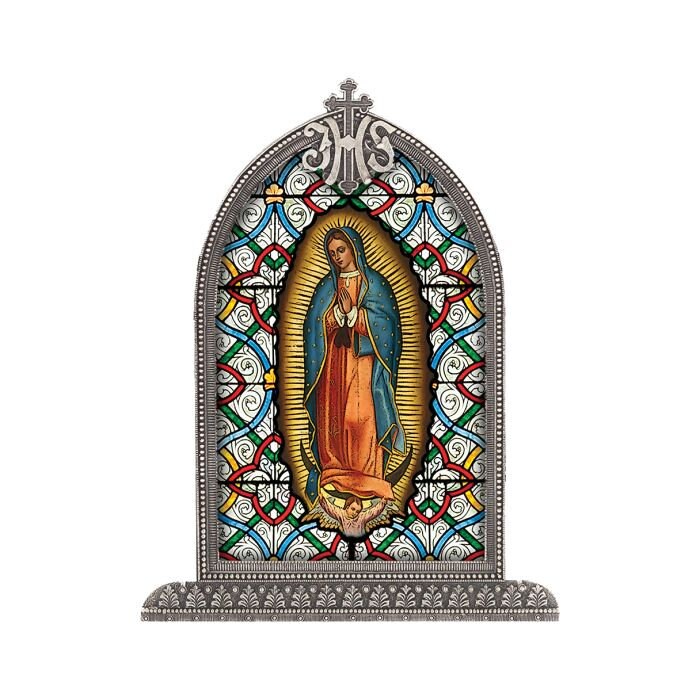 Our Lady of Guadalupe Silver Arch Liturgical Glass Standing Shrine ...