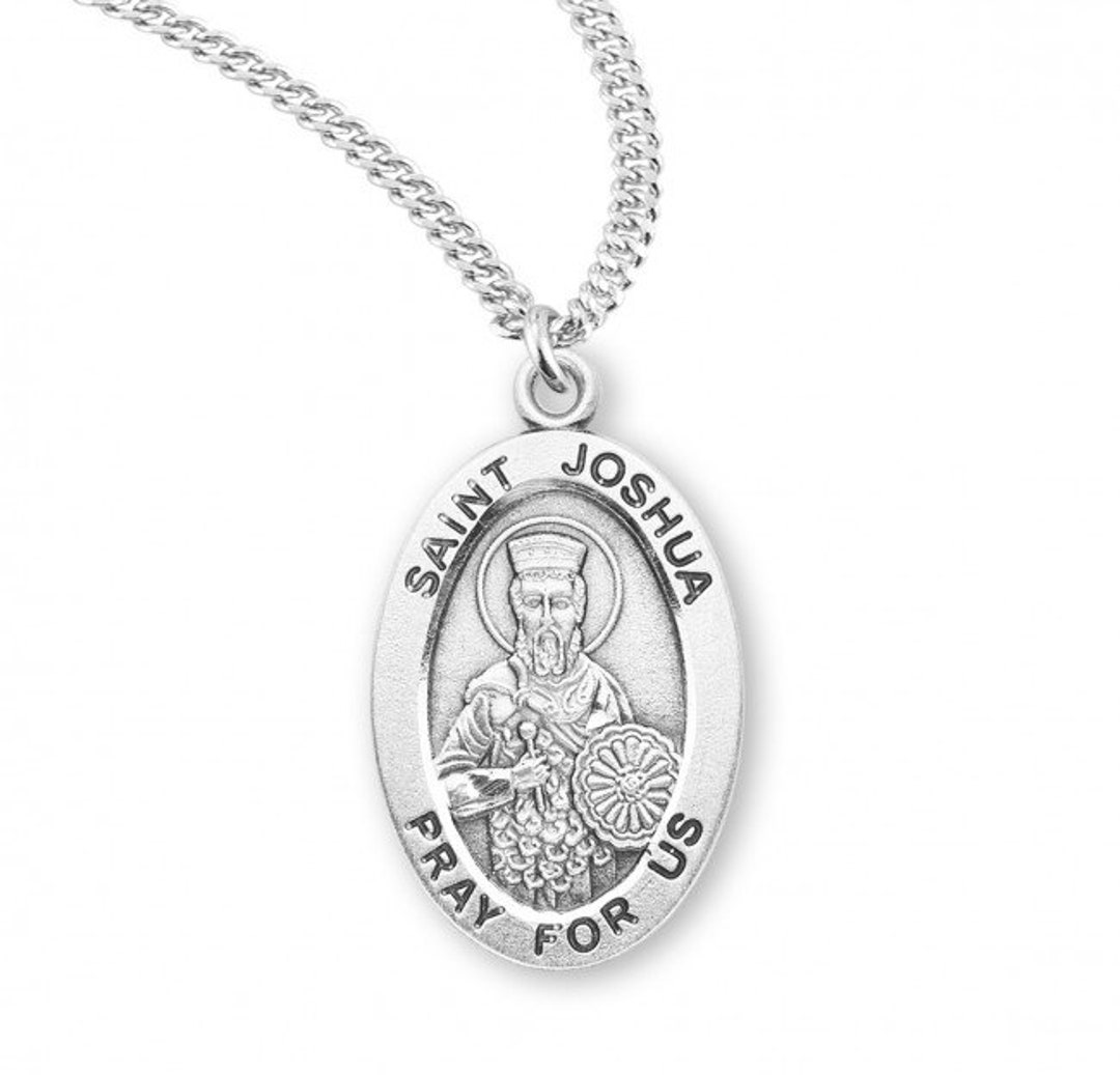 Patron Saint Joshua Oval Sterling Silver Medal Catholic Gifts - Etsy