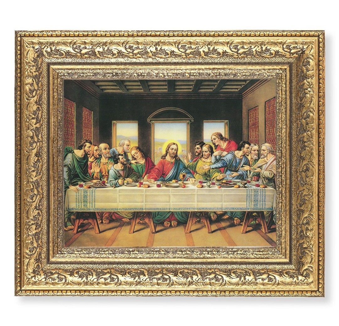 Last Supper Print With 12 1/2 X 14 1/2 Ornate Gold Leaf Antique Frame ...