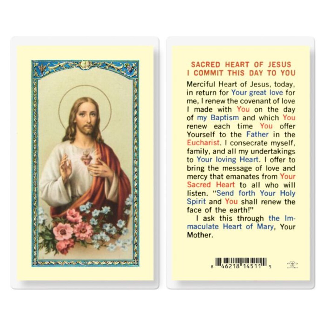 Jesus Sacred Heart I Commit This Day Holy Cards Laminated Set of 25 ...