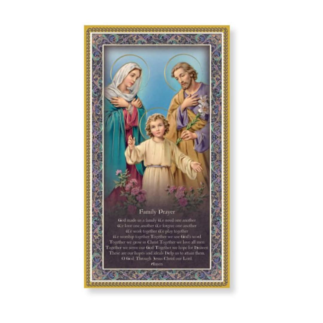 Holy Family Wooden Plaque With Prayer Gold Foil Edges Catholic Gifts - Etsy