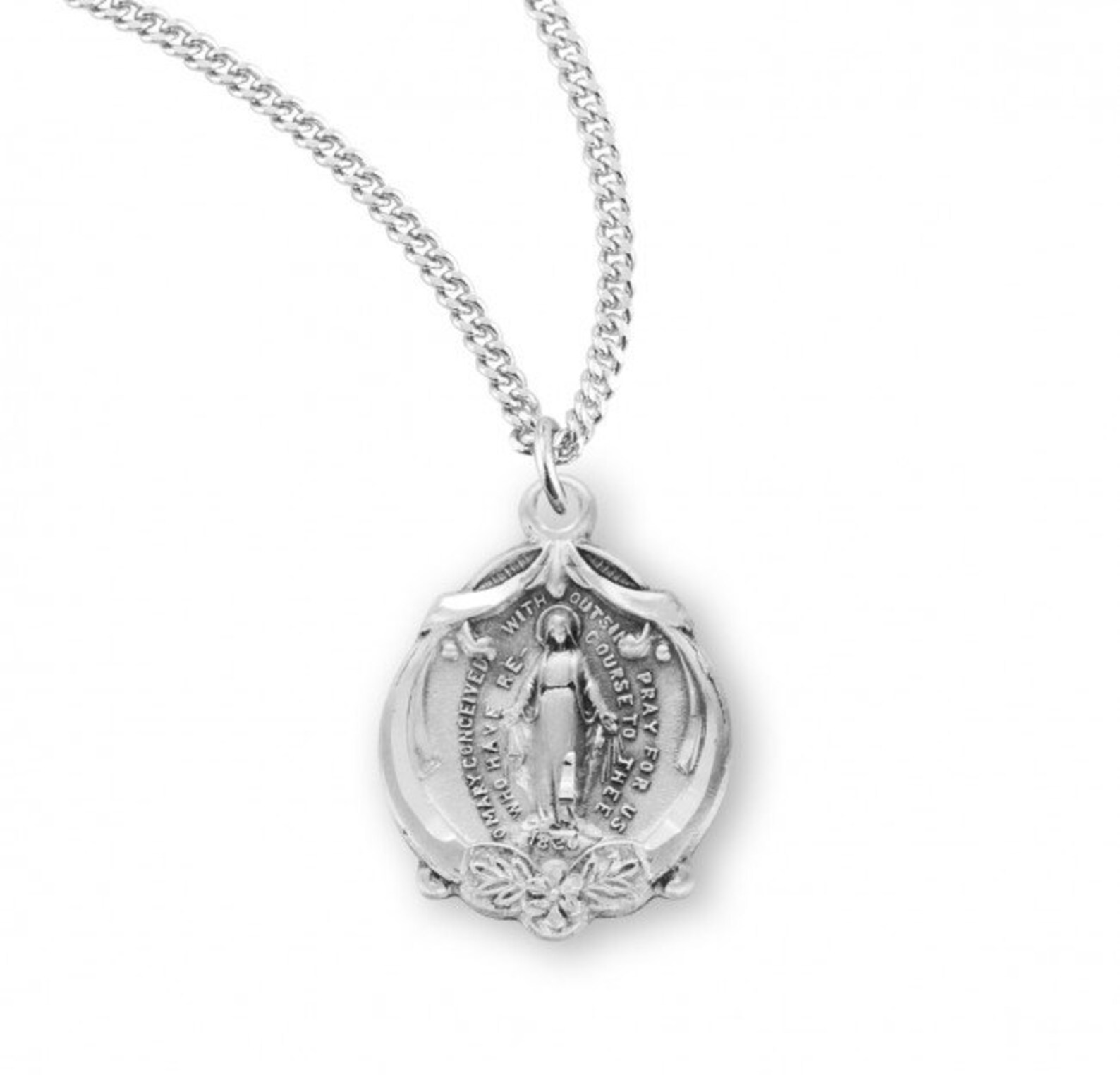 Miraculous Medal Blessed Mother Mary Sterling Silver Double - Etsy