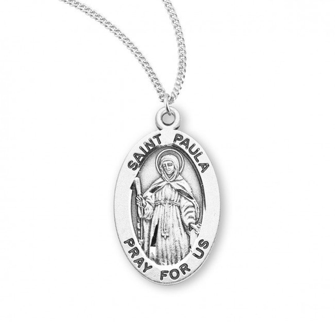 Patron Saint Paula Oval Sterling Silver Medal Catholic Gifts - Etsy