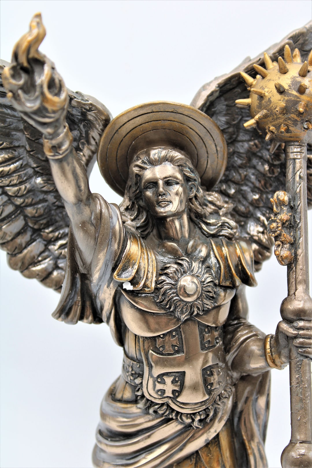 Saint Uriel Archangel Bronze Finish Statue Light of God Cherub Angel of ...