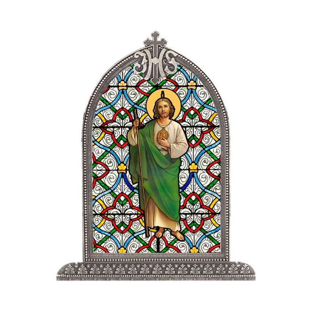 Saint Jude Silver Arch Liturgical Glass Standing Shrine - Etsy