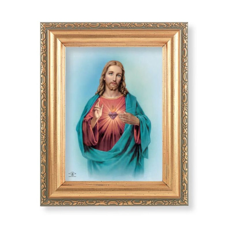 Jesus Sacred Heart Print With 5 1/2 X 7 Antique - Etsy