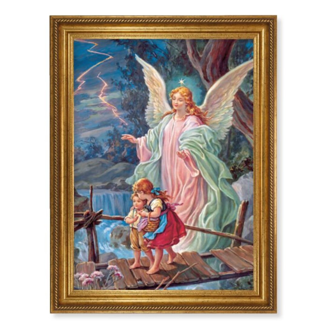Guardian Angel on Bridge Art Print With 23 1/2 X - Etsy