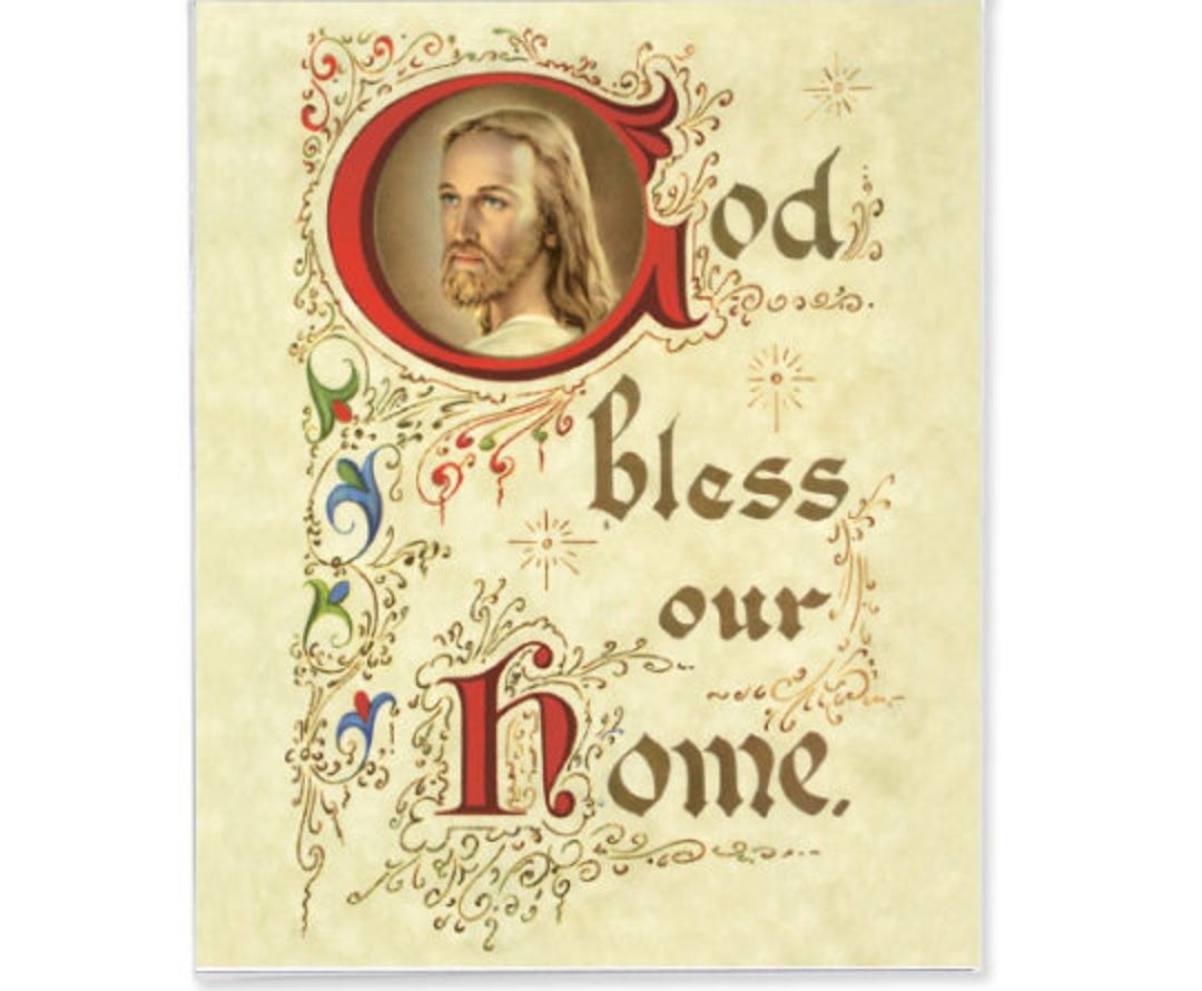 Jesus God Bless Our Home Framing Print Religious Gifts Catholic Wall ...