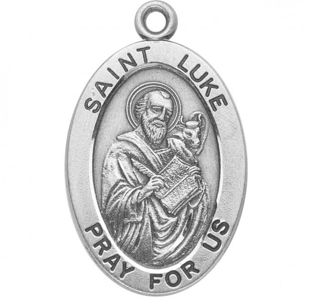 Patron Saint Luke Oval Sterling Silver Medal Catholic Gifts - Etsy