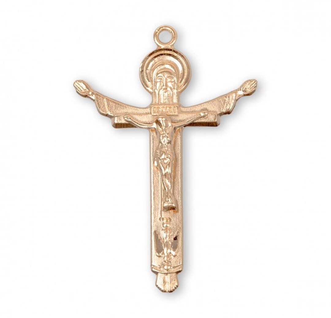Holy Trinity Gold Over Sterling Silver Crucifix Pendant Catholic Gifts ...