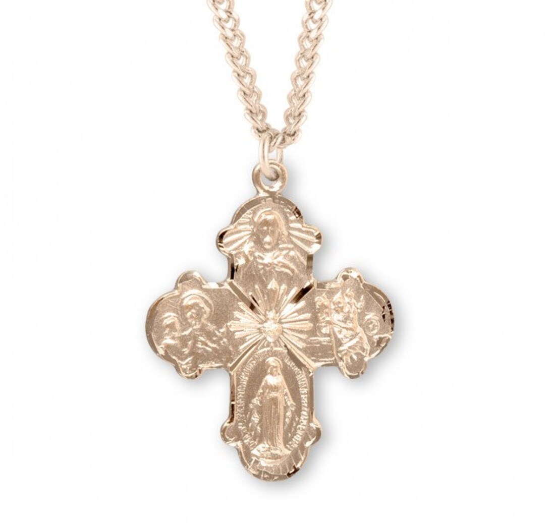 4-way Scapular-saint Christopher-saint Joseph Medal Gold Over Sterling ...