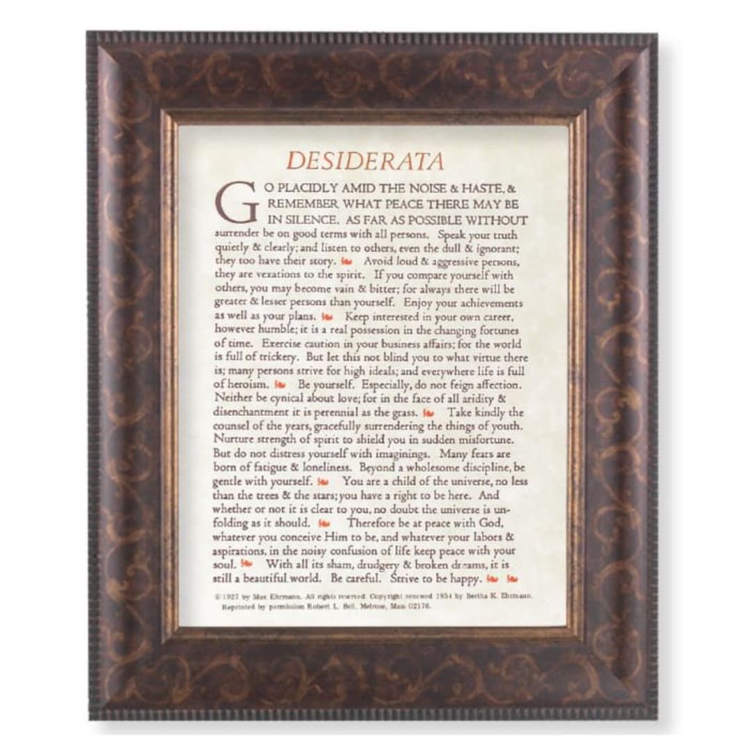 Desiderata Poem Print With 11 1/4 X 13 1/4 Art Deco Frame Religious ...