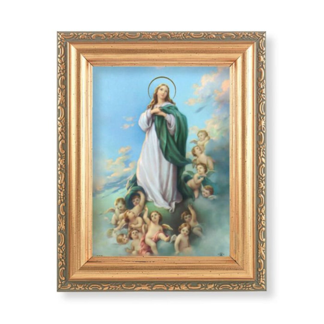 Immaculate Conception Print With 5 1/2 X 7 Antique Gold Frame Catholic ...