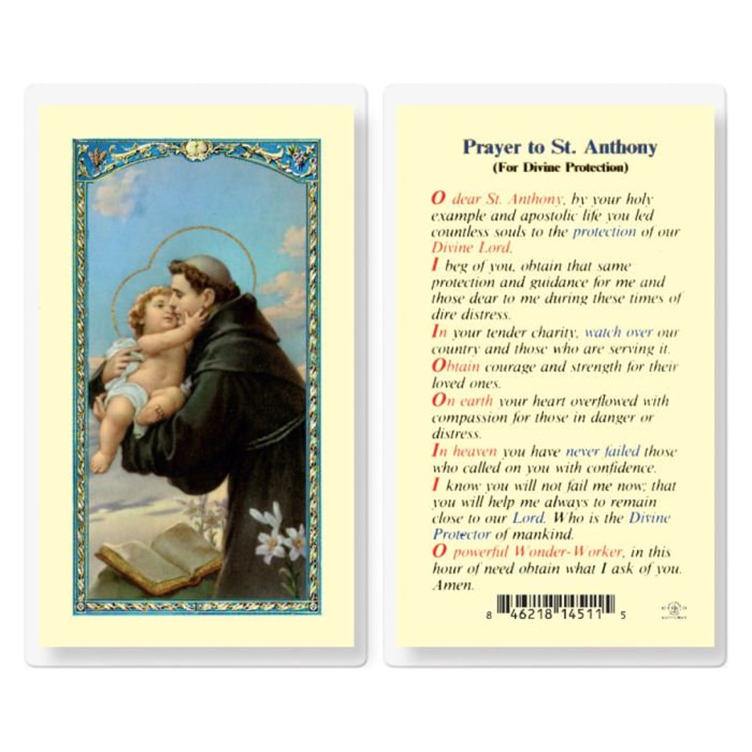 Saint Anthony of Divine Protection Holy Cards Laminated Set of - Etsy