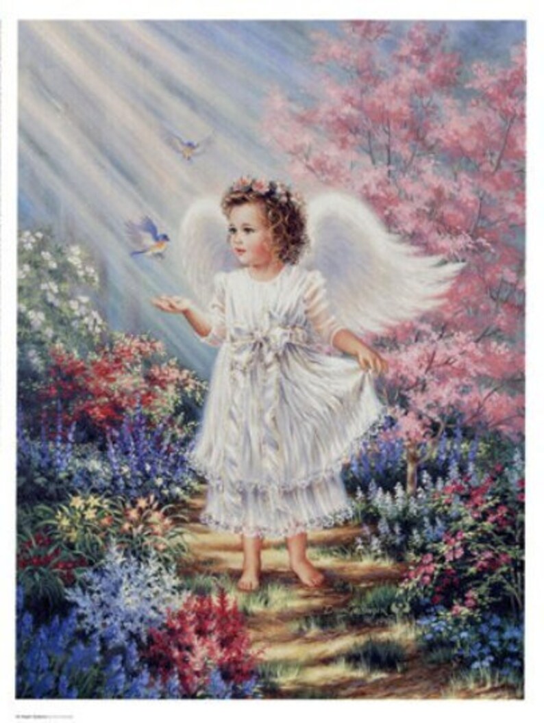 Child Angel in Garden Framing Print Religious Childs Wall Decor - Etsy