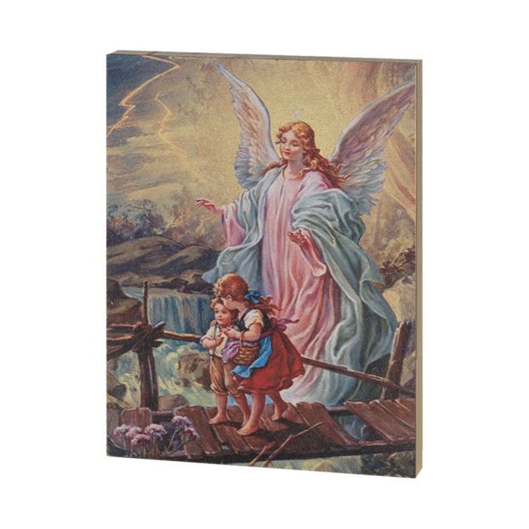 Guardian Angel Gold Embossed Wood Plaque 7 1/2 X 10 Catholic Room Decor ...