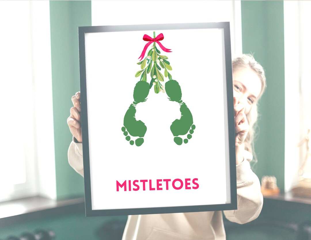 Mistletoes Christmas Crafts Keepsake Printable DIY Card Baby Kids ...